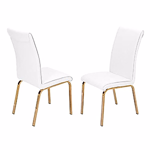 Best Quality Furniture Dining Chair Only (Set of 2), White, Gold