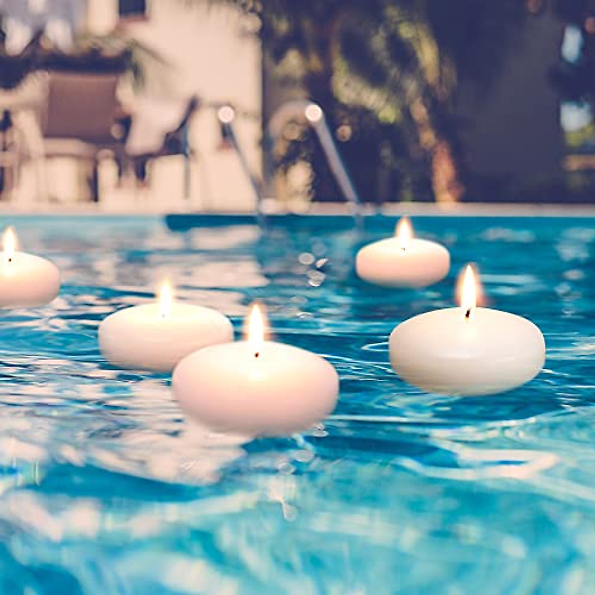 Tuyai (Set of 36) Floating Candles, 3 inch White Dripless Wax Burning Candles, for Weddings, Party, Special Occasions and Home Decorations