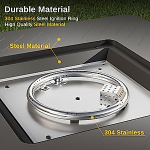 EAST OAK 32'' Propane Fire Pit Table, 50,000 BTU Steel Gas FirePit for Outdoor, Outside Patio Deck and Garden, CSA Certified Fire Table with Magnetic Lid, Cover-Storage Basket and Lava Rock , Black