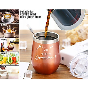 GEANHIL Godmother Proposal Gifts-Will You Be My Godmother-New Godmother Announcement Tumbler Gift-Godmother to Be Gift-Gift for Best Friends Sister Bestie BFF-12oz Rose Golden Tumbler Coffee Cup Mug