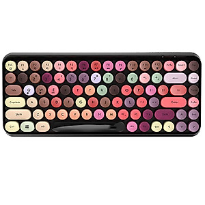 FELICON Multi-Device Wireless Bluetooth Keyboard,Mini 84-Key Retro Round Keycaps Wireless Bluetooth Keyboard, Ergonomic Design Compatible with PC, Computer, Laptop