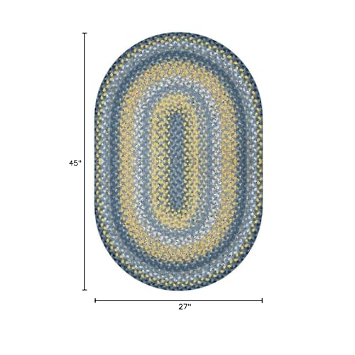 Homespice - Sunflowers Luxury Braided Rug, Perfect as Blue Yellow Bath Rug and Entryway Braided Rugs - Premium Printed Fabric, Soft, Reversible, and Flat - Oval Cotton Braided Rug, 27x45 Inches