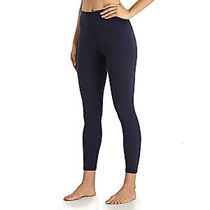 YUNOGA Women's Soft High Waisted Yoga Pants Tummy Control Ankle Length Leggings (M, Navy)