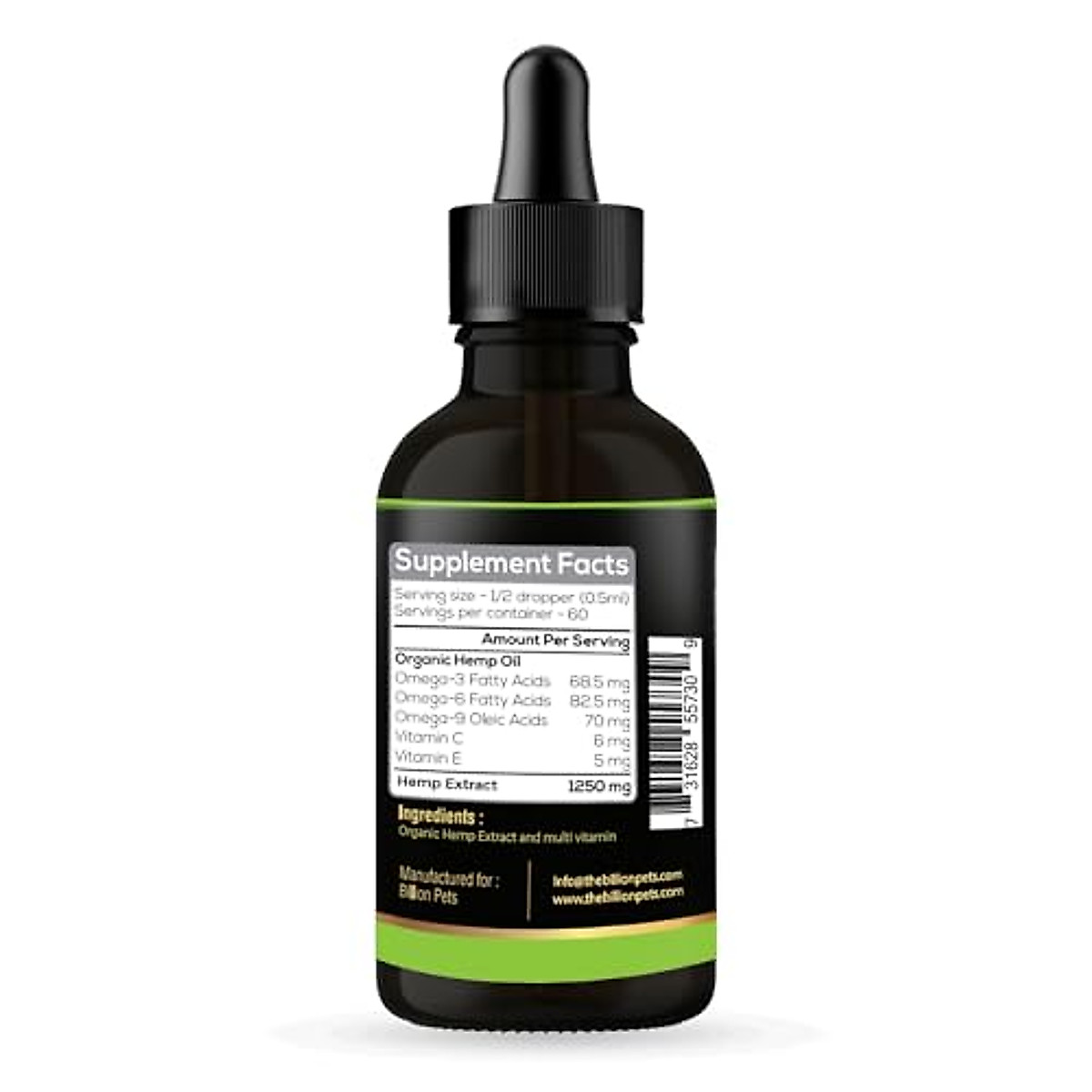 Billion Pets - Hemp Oil for Dogs and Cats - Hemp Oil Drops with Omega Fatty Acids - Hip and Joint Support