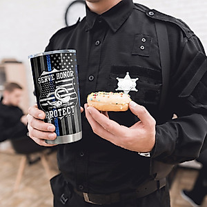 Qatdey Police Gifts, Police Officer Gifts, Police Academy Graduation Gifts, Gifts for Police Officer, Police Retirement/Appreciation Gifts, Law Enforcement Gifts for Policeman/Cops Tumbler 20oz 1PC