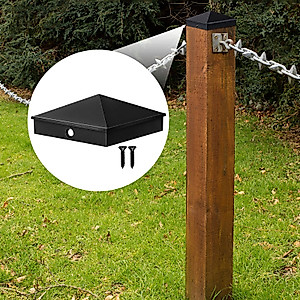 Dunzy 8 Pcs 6 x 6 Post Caps Aluminum Pyramid Cap Decorative Fence Post Covers Works Only for Actual 5.5 x 5.5'' Wood Metal Sleeve with Screws for Decks Corridors Mailbox Pole(Black)