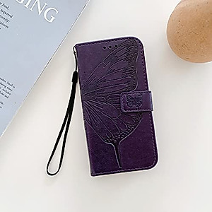 Butterfly Leather Case for Sony Xperia 1 III with Credit Card Holder Slots Kickstand Flip Folio Leather Magnetic Wallet Case with Wirst Strap Case for Sony Xperia 1 III