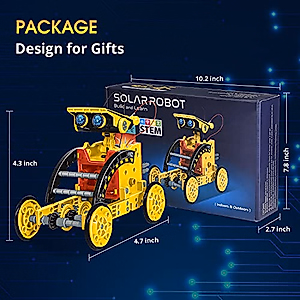 Solar Robot Kit for Kids Age 8-12, STEM Building Toys,12-in-1 Build Your Own Robot with Solar Panel & Battery Power, Science Engineering Christmas Birthday Idea Gifts for Boy Age 8 9 10 11 12