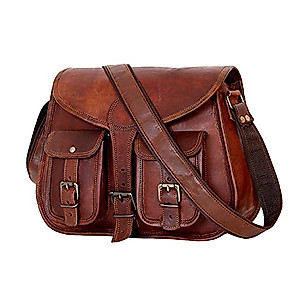 Ruzioon Goat Leather Crossbody Purse Women Shoulder Bag Satchel Ladies Travel Purse Genuine Leather (brown 2) (vintage tan brown)
