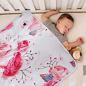 Yoofoss Baby Blanket Super Soft Minky Swaddle Cuddle Blanket with Double Layer Plush Dot Backing Printed Receiveing Blanket for Boys Girls Nursery Stroller Crib Newborn Blanket 30x40In (Pink)