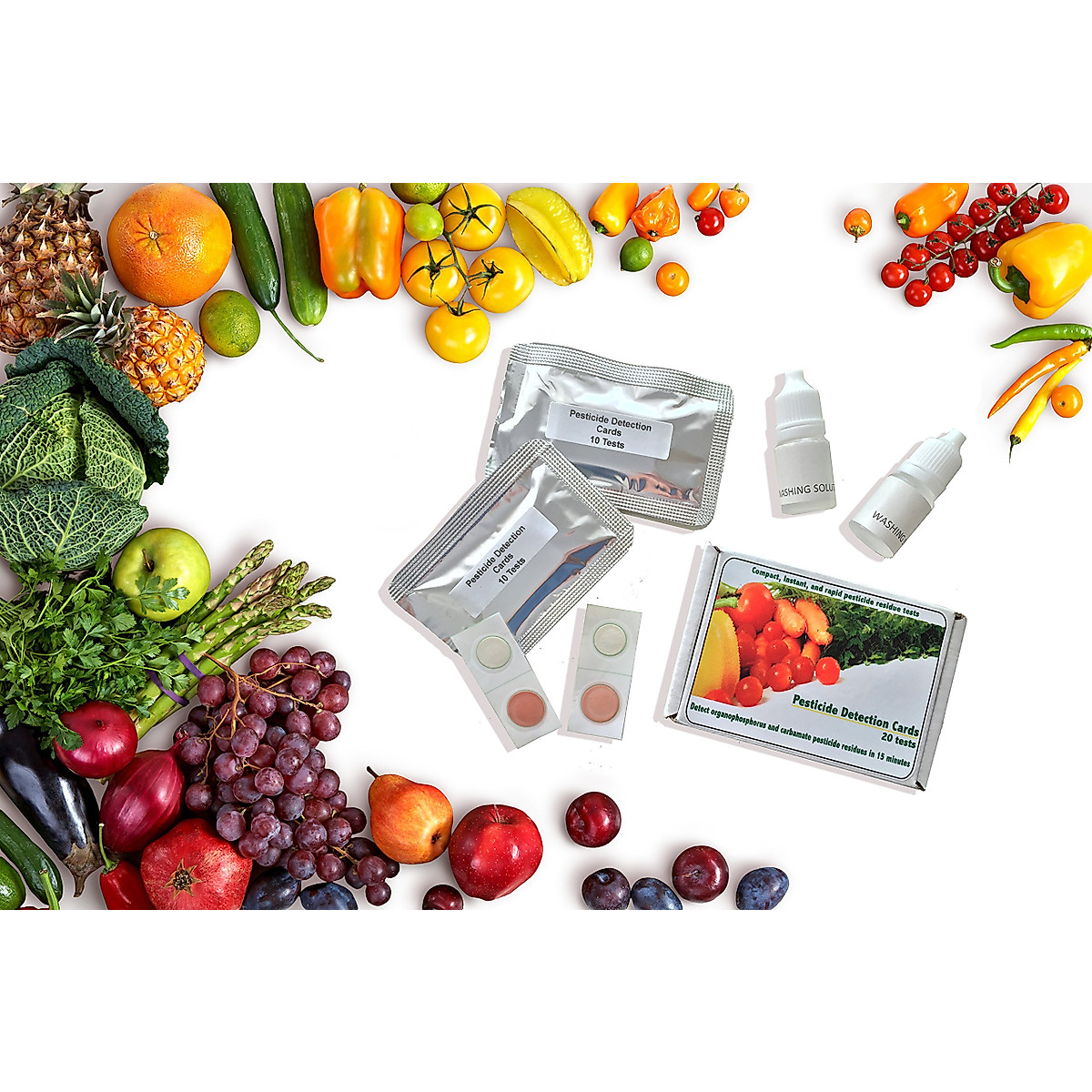 Pesticide Test Strips by RenekaBio, Food Pesticide Testers, Fruit Pesticide Test Kit, Pesticide Testing Equipment, Home Use Science Fair Projects Vegetables Fruits Marijuana 20 Test