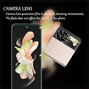 Galaxy Z Flip 4 5G Screen Protector + Camera Lens Protectors By YEYEBF, [2+2 Pack] Full Coverage Screen Protector for Galaxy Z Flip 4 [Case-Friendly][Anti-Shatter][3D Glass]