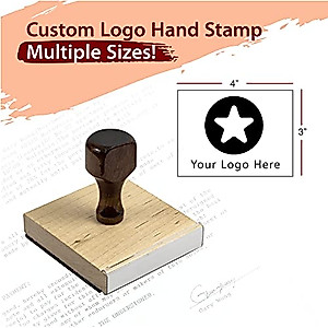 Personalized Rubber Hand Stamp, Wood Handle with Custom Logo | Multiple Size Options Available | Upload Your Own Logo (3"x4")