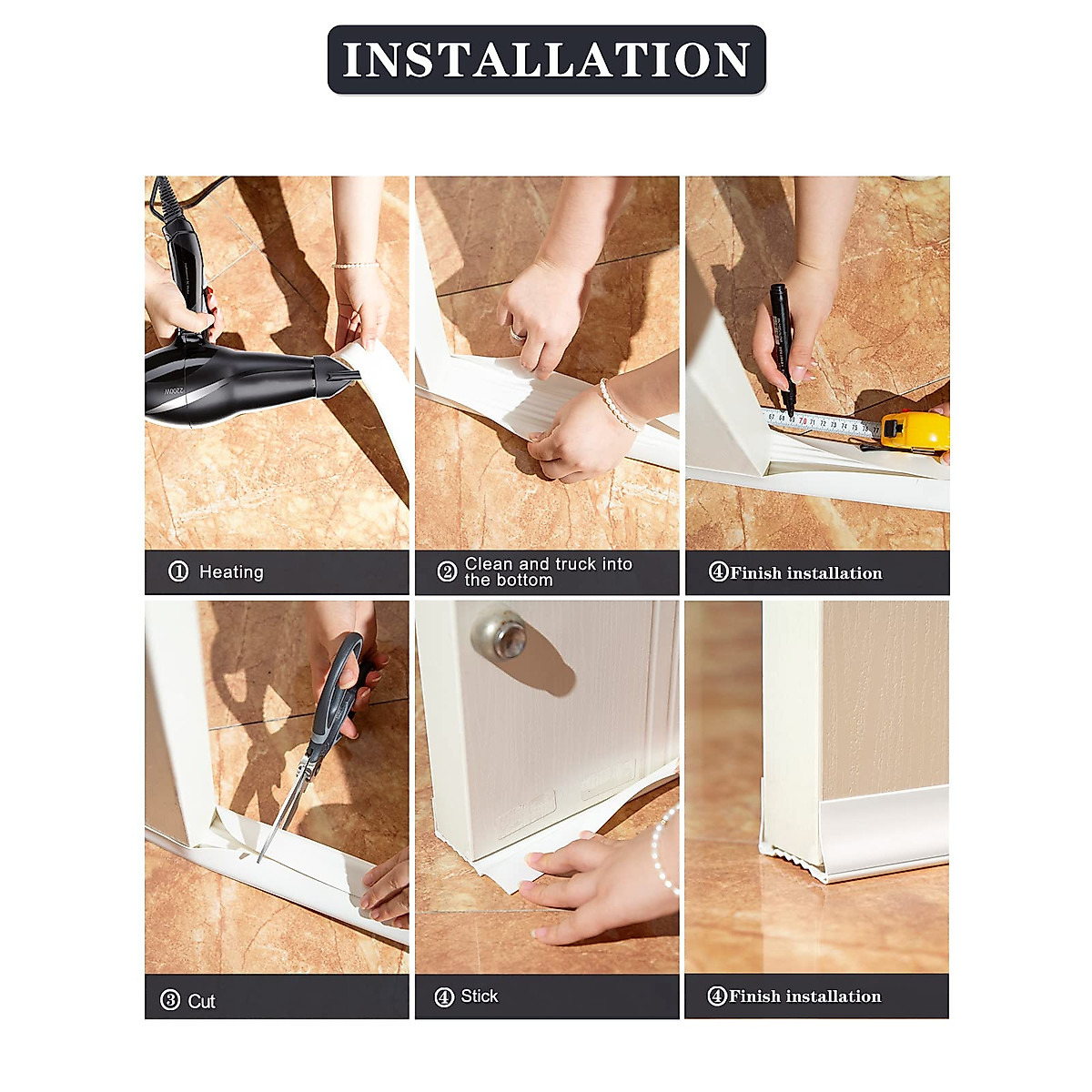 Weather Stripping Seal,Door Draft Stopper for Bottom of Seam Seal Strip PVC Cuttable Door Sweep Draft Stopper for Block Wind, Light, Dust, and Noise Brown