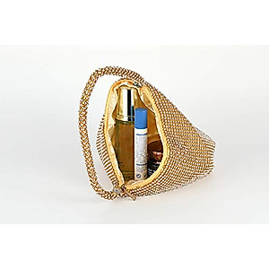 Vgift Clutch Purses for Women Evening, Glitter Wrist Bag Rhinestone Purse, Gold