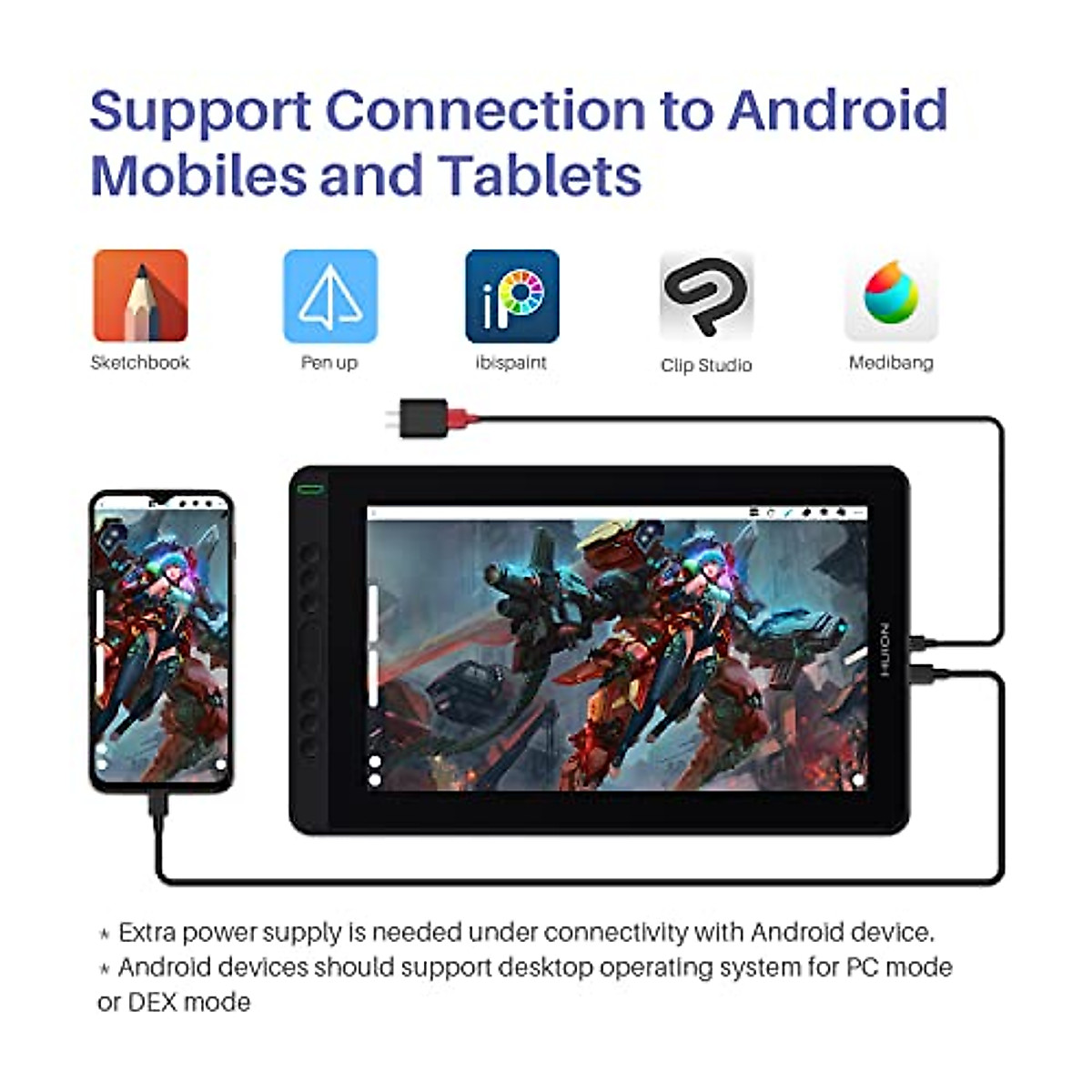 HUION KAMVAS 13 Drawing Tablet with Screen Full-Laminated Graphics Tablet with Battery-free Pen Tilt Support, Adjustable Stand, and 8 Shortcut Keys,13.3" Pen Display for Android, Mac, PC, Linux, Black