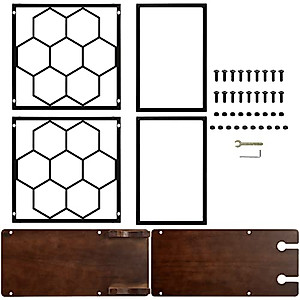 Elsjoy Countertop Wine Rack with Glass Holder, Wood Metal Wine Bottle Rack Free Standing Tabletop Wine Bottle Holder, Wooden Wine Storage Rack for Home, Kitchen, Bar (Hold 7 Bottles and 2 Glasses)