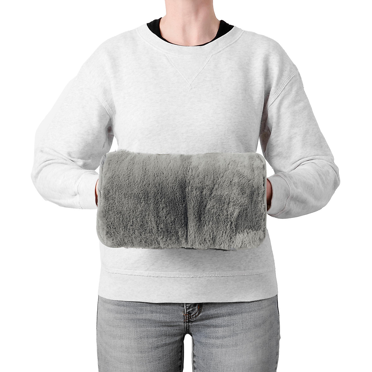 Brookstone Faux Fur Hand Warmer | Soothe Cold Hand Muff with Microwavable Gel Pack for Long Lasting Heat | Cozy Sherpa & Plush Lining for Ultimate Comfort | Hand Muffs for Women & Men | 100% polyester