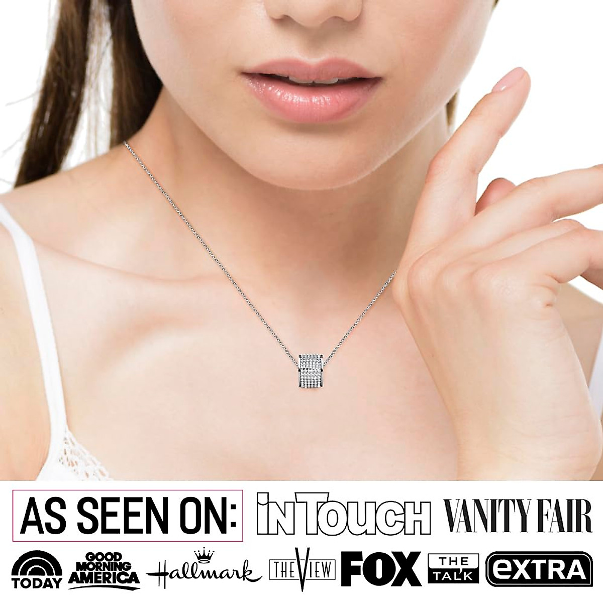 Cate & Chloe Anabelle 18k White Gold Plated Necklace for Women | Silver Pendant Necklace with Simulated Diamond Crystals, Pave Cluster Crystal Necklace, Fashion Jewelry for women