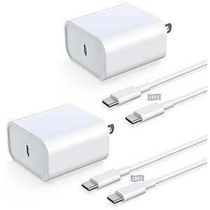 FUHAYA iPhone 15 Fast Charger, 2 Pack 20W PD USB C Wall Charger Fast Charging Block with 10FT Long Type C to C Fast Charging Data Sync Cable for iPhone 15/15 Plus/15 Pro/15 Pro Max, iPad Pro/Air/Mini
