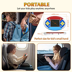 TEBIYOU Handheld Game Console for Kids Build in 218 Puzzle Leisure Video Games Portable Rechargeable Oval Colorful Gamming System with 3.0” LCD Boys Girls Birthday Christmas Party Gift (White)