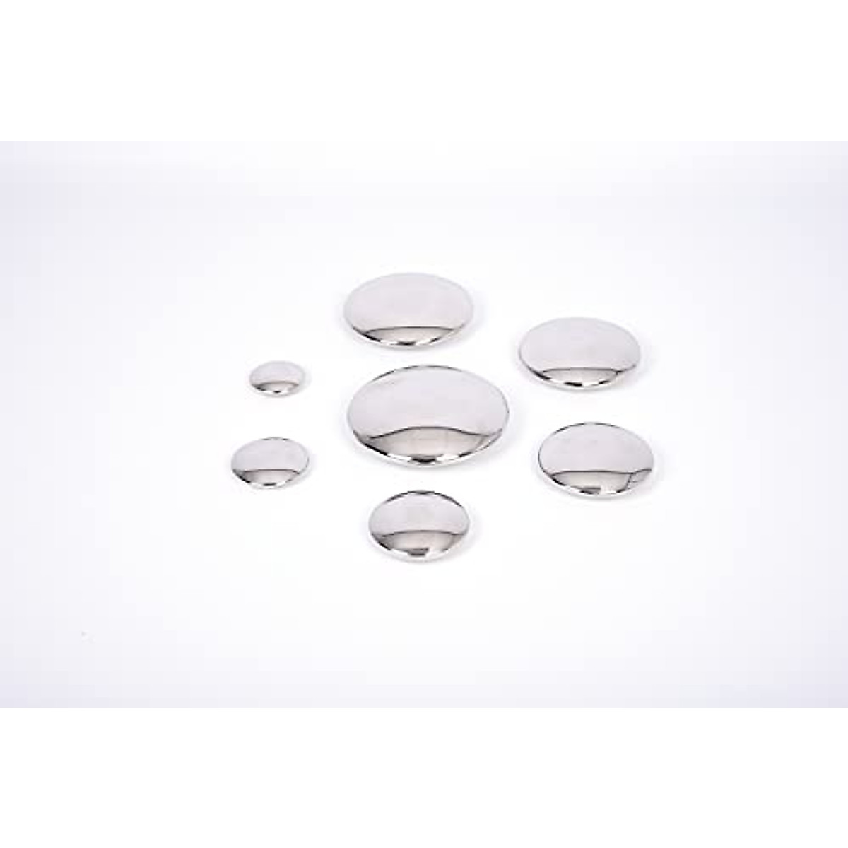 TickiT Sensory Reflective Silver Buttons - Set of 7 - Mirrored Discs for Babies and Toddlers Aged 0+ – Stainless-Steel, Sensory Stacking Pebbles - Stunning Nursery Decor