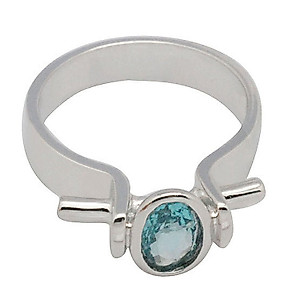 De Buman 0.83ctw Genuine Apatite 925 Sliver Ring, Size 7