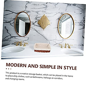 Zerodeko Storage Woven Basket Wicker Baskets Storage Baskets for Shelves Rectangular Wicker Basket Bathroom Baskets for Woven Rattan Storage Tray Garbage can Cotton Linen Toilet Paper