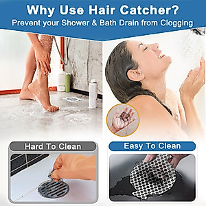 INVIHUG,25 Pack, Disposable Shower Drain Hair Catcher Mesh Stickers,Disposable Hair Drain Catcher. (White)