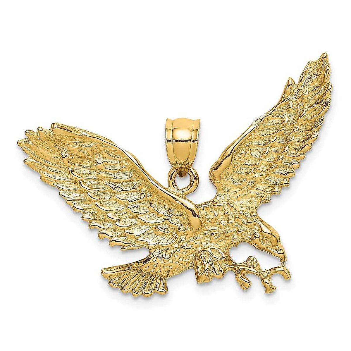 Solid 14k Yellow Gold 2-D EAGLE BEAK TOUCHING CLAWS Charm Pendant - 31mm x 34mm