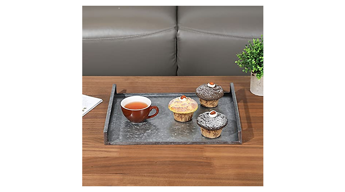 Stylish Rustic Square Serving Tray with Handles