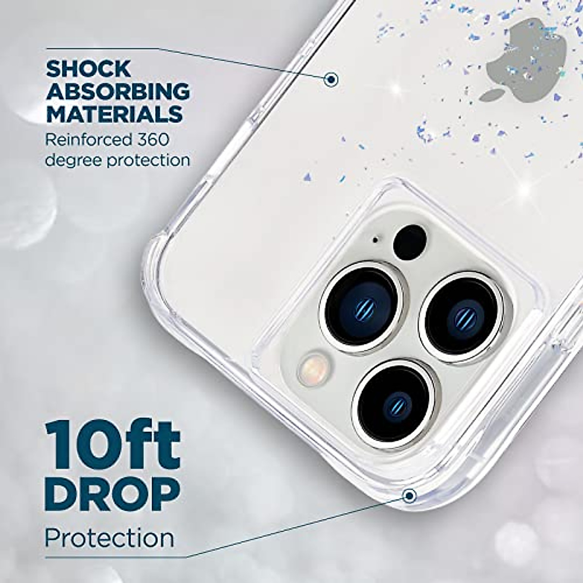 Case-Mate iPhone 13 Pro Case - Twinkle Ombre Stardust with 10ft Drop Protection & Wireless Charging - Luxury Bling Glitter Case for iPhone 13 Pro, Anti Scratch, Shock Absorbing Materials