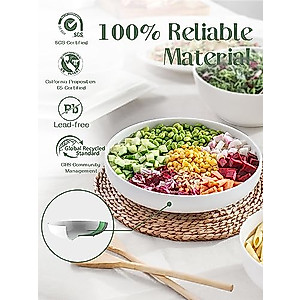 DOWAN Pasta Bowls, 65 oz Large Salad Bowls, 10'' White Serving Bowls Set of 2, Ceramic Shallow Bowl Plates, Serving Dishes for Soup Salad Pasta Vegetable Fruit Prep, Microwave Dishwasher Safe