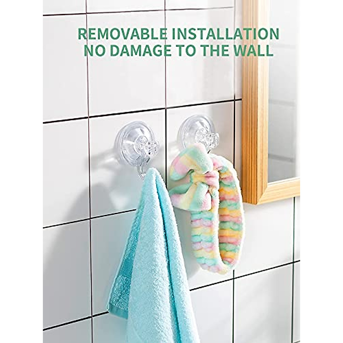 ZBYOMI Suction Cup Hooks, Reusable Vacuum Suction Cup Hooks, Punch-Avoided Suction Hooks- Powerful Waterproof Shower Hooks for Bathroom，Kitchen，Glass Door use