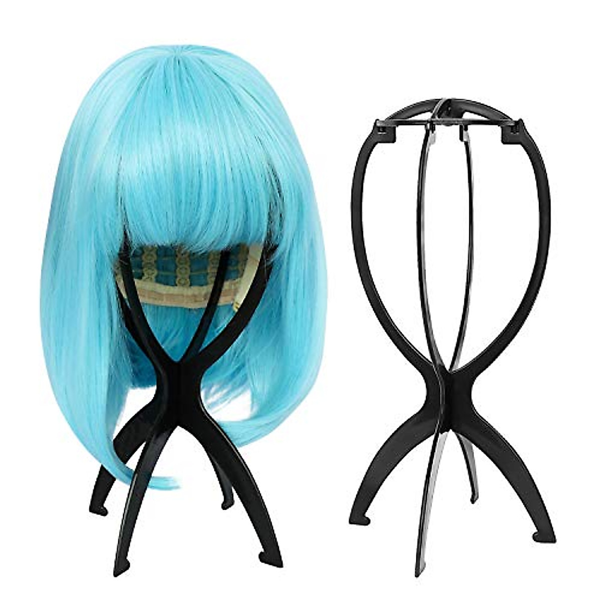 XINMEIFA 6 Pack Wig Stand Portable Wig Holder 14.2 Inches Wig Holder for Multiple Wigs (Black)