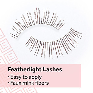 Eylure Naturals No. 020 Reusable Eyelashes, Adhesive Included, Black, 4 Pairs