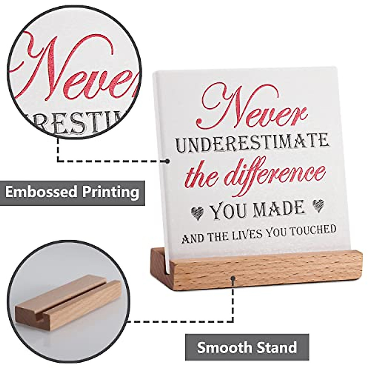 Happy Retirement Appreciation Gifts For Women, Boss Lady Gifts for Women, Office Plaque Sign Gift for Colleagues Coworkers- Never Underestimate The Difference You Made and The Lives You Touched