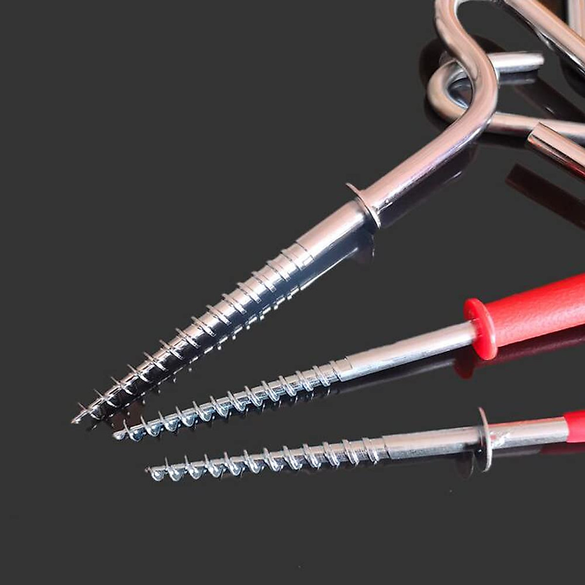 XXhailan Stainless Steel Ice Fishing Nails Ice Fishing Tent Pegs Spiral Drill Ice Fishing Screws Shelter Stake Nails Ice Auger Drill for Camping Outdoor 6 Packs, Silver