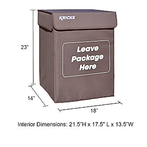 KRICKS PARCEL DROP BOX FOLDABLE, WEATHER RESISTANT FABRIC, HIDE PACKAGES, BROWN STORAGE BOX DECK PATIO, MAILBOX