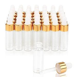 Pack of 35,5ml Clear Glass Dropper Bottle,Empty Glass Sample Vials with Glass Eye Dropper for DIY Aromatherapy Essential Oils Travel Perfume Container Liquid Sample Blends -Free dropper included