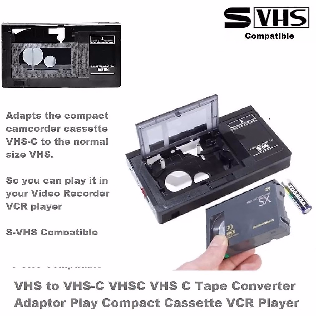 OPTURA HD OPTICS Cassette Adaptor camcorders svhs VHS-C to VHS (NOT Compatible or Does not Work with or Play: MiniDV, Hi8, Digital 8, and 8mm Tapes