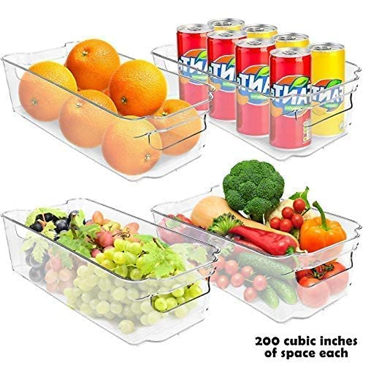 Greenco Refrigerator Organizer Bins, Stackable Fridge Organizer, Set of 8, Storage Containers with Durable Handles, Kitchen Organization Freezer, Pantry and Cabinets - BPA Free, Shatter Proof, Clear, Medium and Large