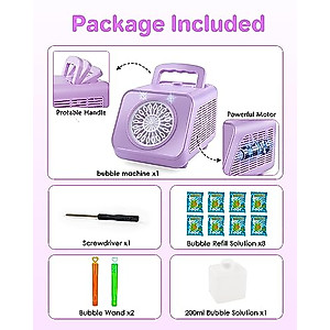 Upgraded Bubble Machine with 2 Speed Levels,Blow 20000+ Bubbles/Minute,Portable Automatic Bubble Machine for Kids Toddlers,Durable Bubble Maker Outdoor Toys Gifts for Birthday,Wedding,Party,Christmas