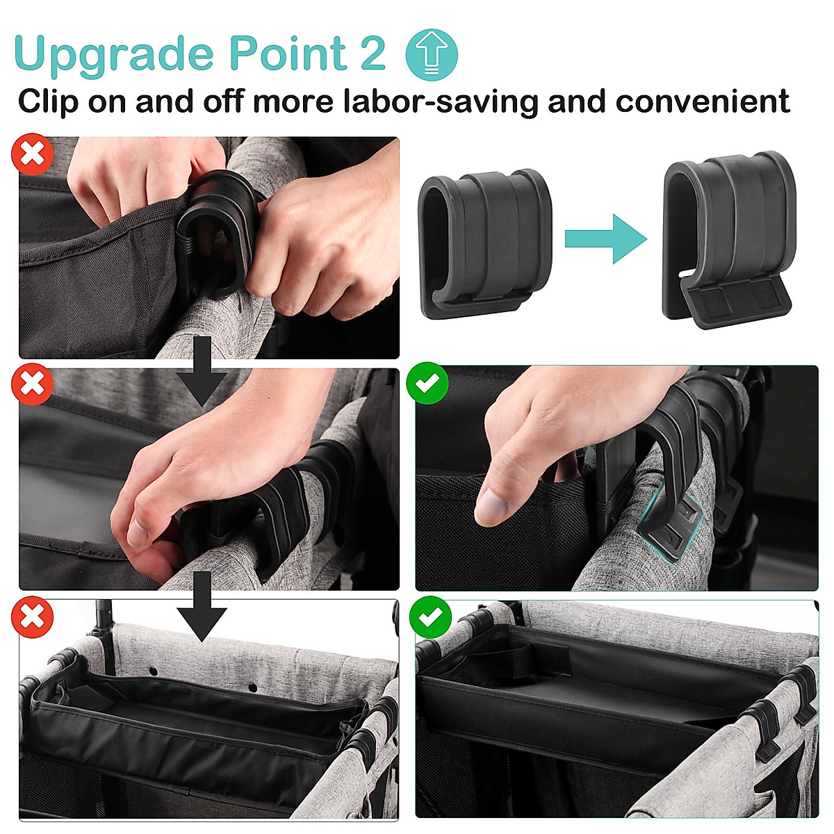 Upgraded Stroller Snack Tray for Wonderfold Wagon W2 Series - Kids Toy Placement - Faux Leather Sides - Easy to Clean - Deeper Cup Holder - Reinforced Sides