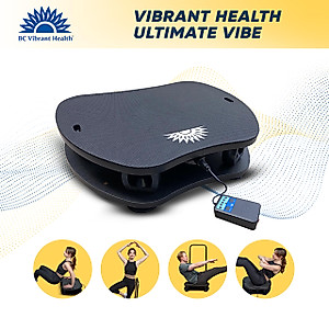 BC Vibrant Health Vibration Plate Exercise Machine Ultimate Vibe with Workout Poster - Whole Body Vibrating Plate Exercise Machine with Resistant Bands – Remote Control Included