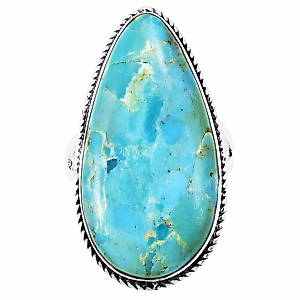 Turquoise Ring in Sterling Silver 925 & Genuine Turquoise (Turquoise, 7)