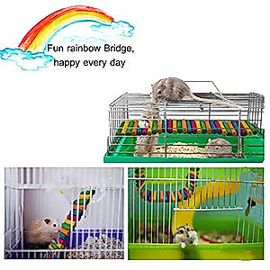 HAMILEDYI Hamster Rainbow Bridge,Flexible Bendy Climbing Ladder Hanging Wooden Chew Toy for Bird Parrot Guinea Pig Chinchilla Chipmunk Sugar Glider Gerbil Mice Squirrel Small Animal(Pack of 2)