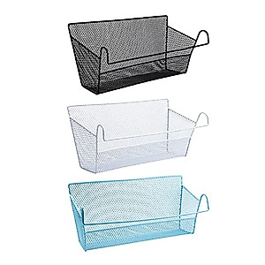 Jwukiie Dormitory Bedside Storage Basket, Metal Mesh Corner Rack Hanging Storage Basket for Bedside Table, Desk, Office Home Storage (Mixed Colors 3)