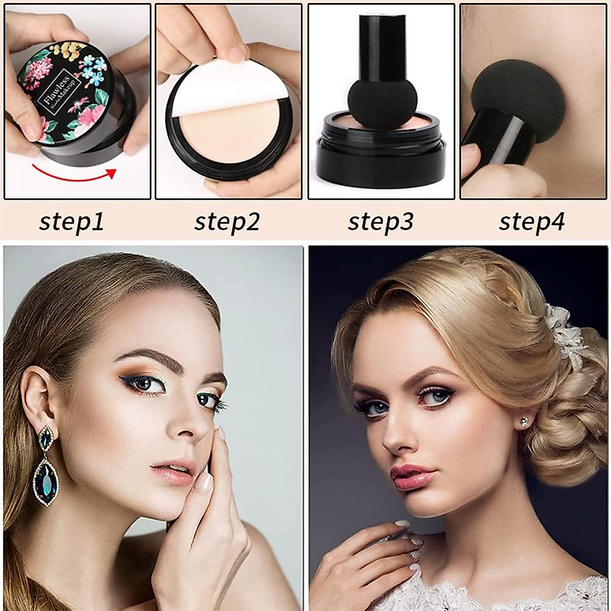 Mushroom Head Air Cushion BB Cream,Concealer Lasting Nude Makeup Moisturizing Pigment CC Liquid Foundation, Even Skin Tone Makeup Base Primer（Natural）