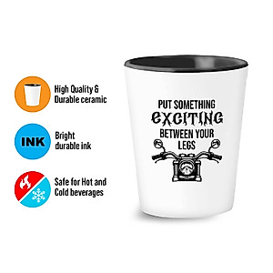 Bubble Hugs Biker Shot Glass 1.5oz White - Put Something Exciting Between Your Legs - Motorcycle Motorbike Rider Adult Humor
